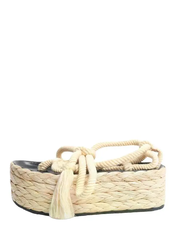ISABEL MARANT VINTAGE Raffia Platform Sandals - Neutrals