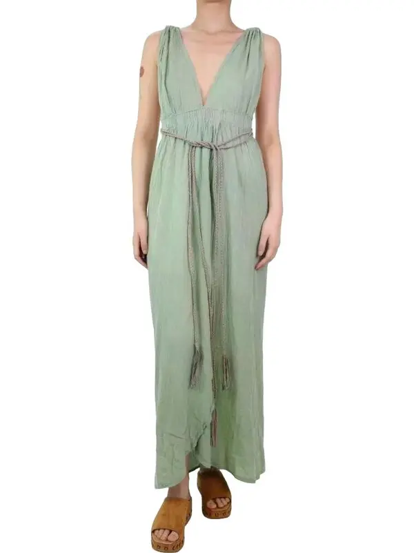 Caravana Halterneck Braided Midi Dress - Green