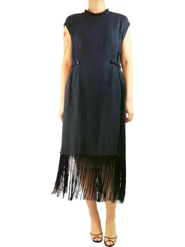 Attersee Fringed Linen Maxi Dress - Blue