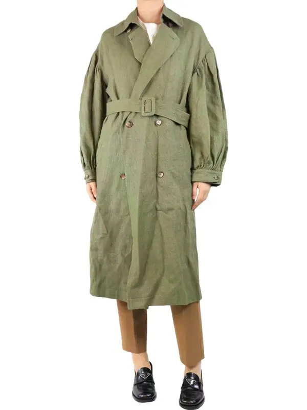 Loulou De Saison Belted Linen Trench Coat - Green