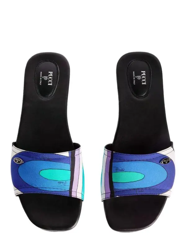 Emilio Pucci Iride Print Silk Twill Slides - Blue