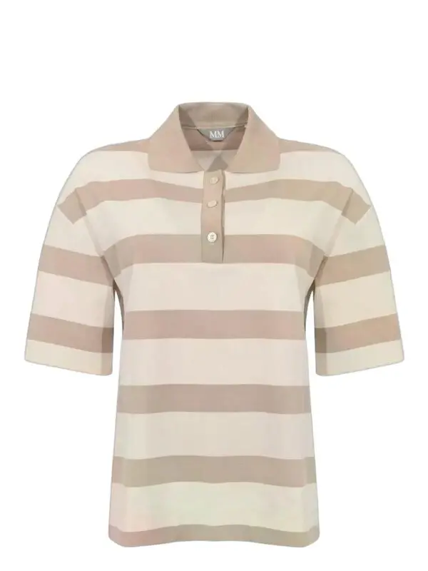 Max Mara Striped Cotton Polo Shirt - Neutrals