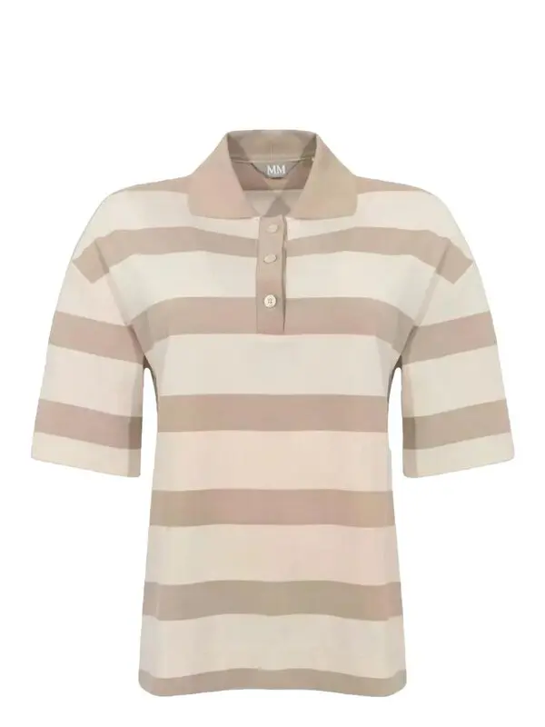 Max Mara Striped Cotton Polo Shirt - Neutrals