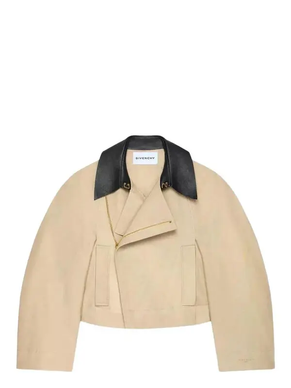 Givenchy Cropped Leather Collar Jacket - Neutrals