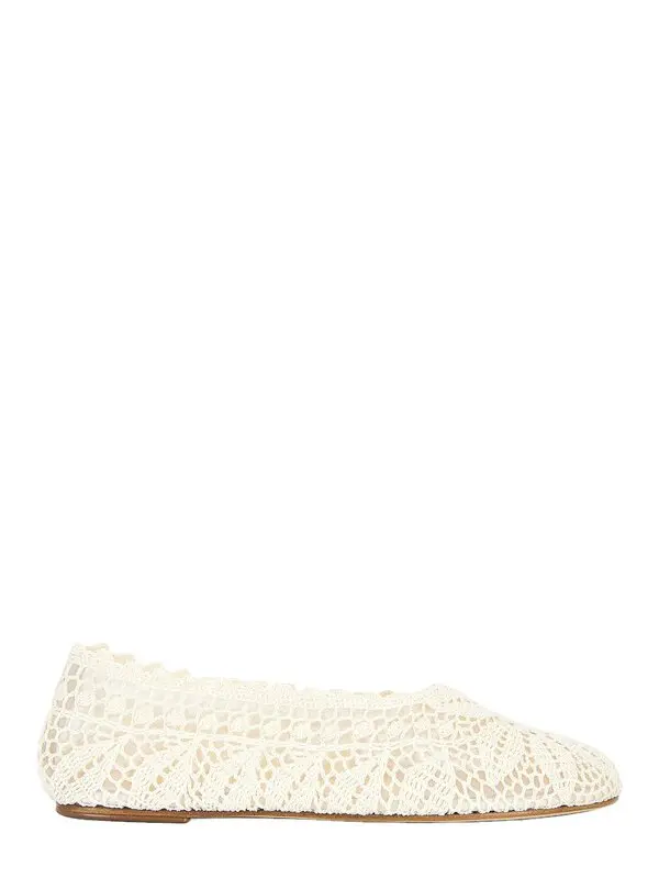 Magda Butrym Ivory Crochet Ballet Flats - Cream