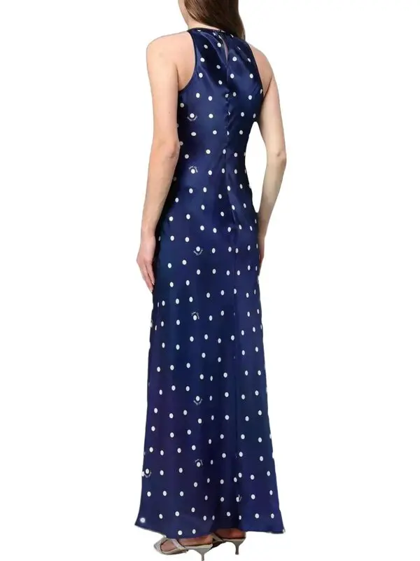 MC2 SAINT BARTH Polka Dot Silk Maxi Dress - Blue