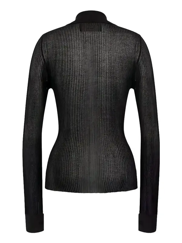 DONDUP Dundup Ribbed Knit Long Sleeve Cardigan - Black
