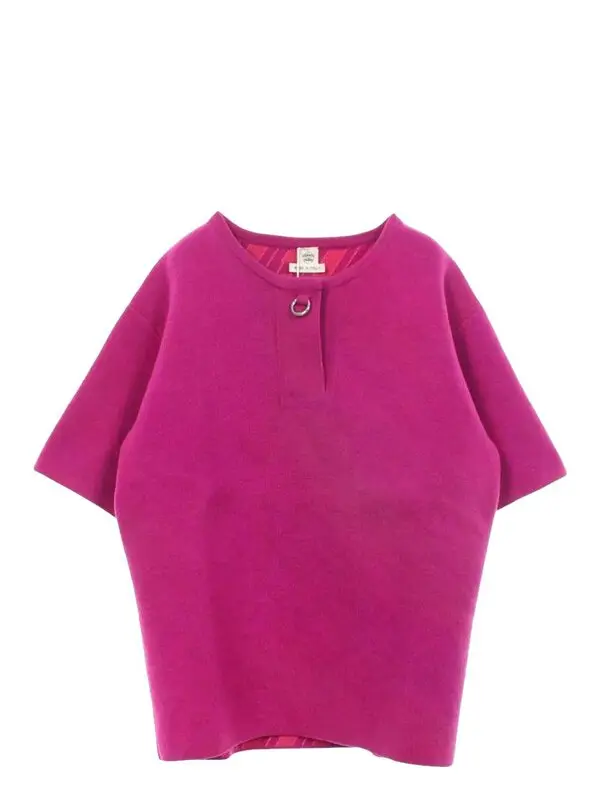 Hermès Fine Knit Short Sleeve Crew Neck Top - Pink