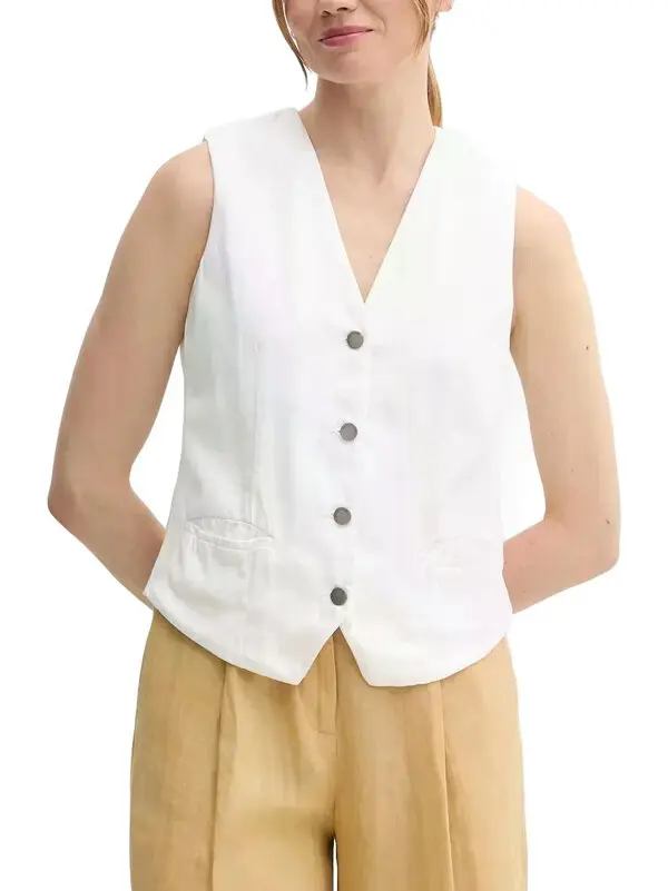 BENETTON V-neck Button-up Vest - White