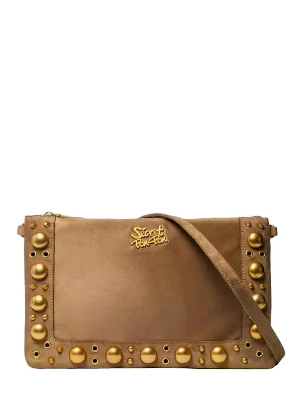 SECRET PON-PON Tatiana Stud-embellished Shoulder Bag - Neutrals