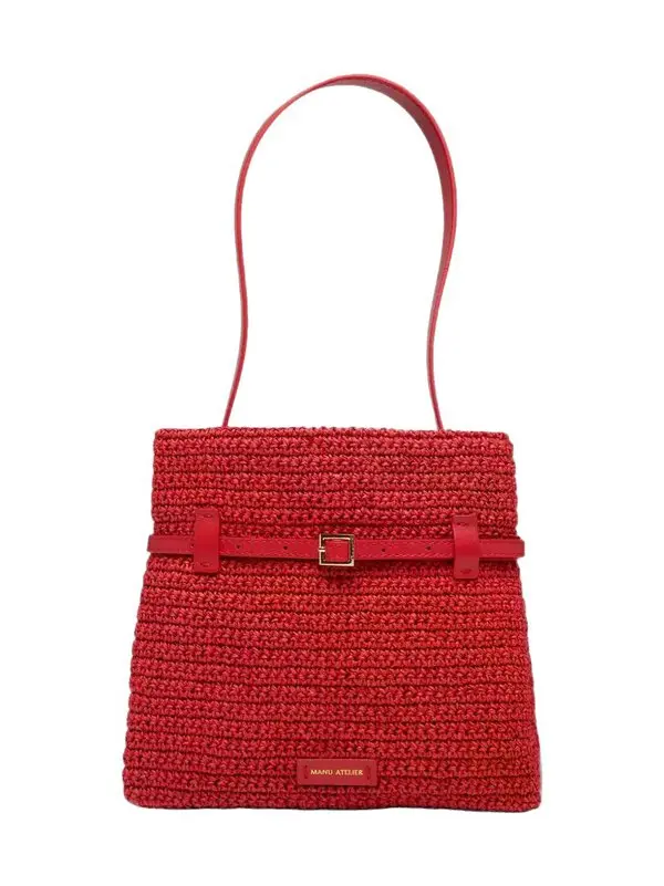 Manu Atelier Crochet Knit Tote Bag - Red