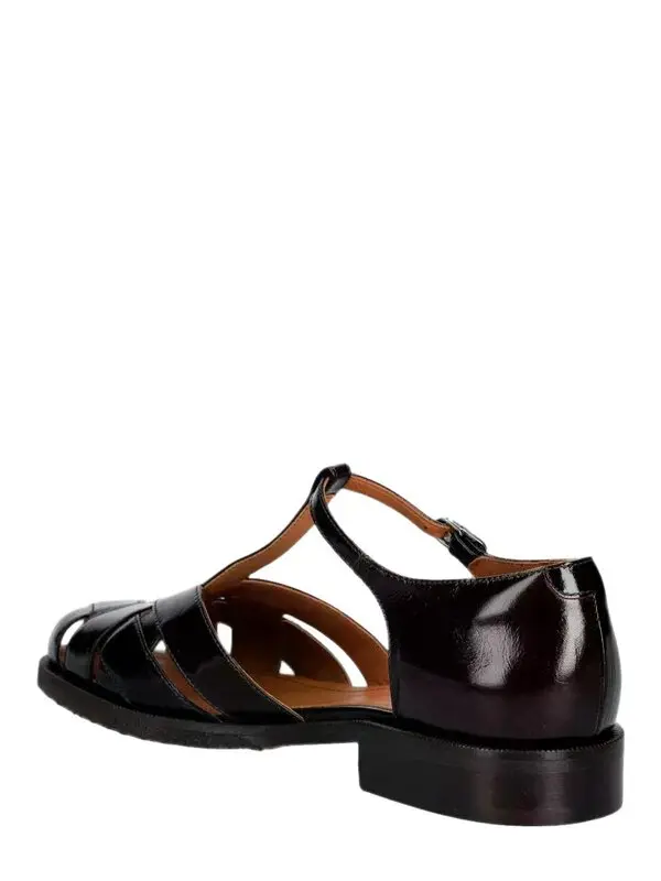 BILLI BI Dark Leather Patent Finish T-bar Flat Pumps - Brown