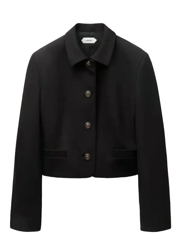 Versace Medusa Button Cropped Jacket - Black