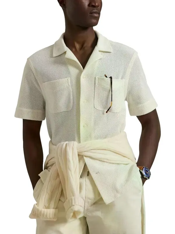 Polo Ralph Lauren Mesh-knit Camp-collar Shirt - Neutrals