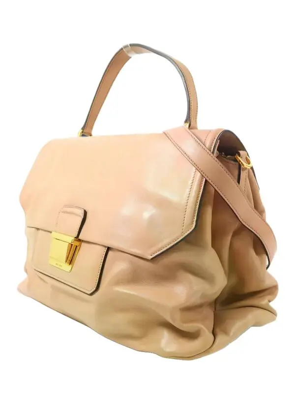 Miu Miu Beige Leather 2-way Foldover Shoulder Bag - Neutrals