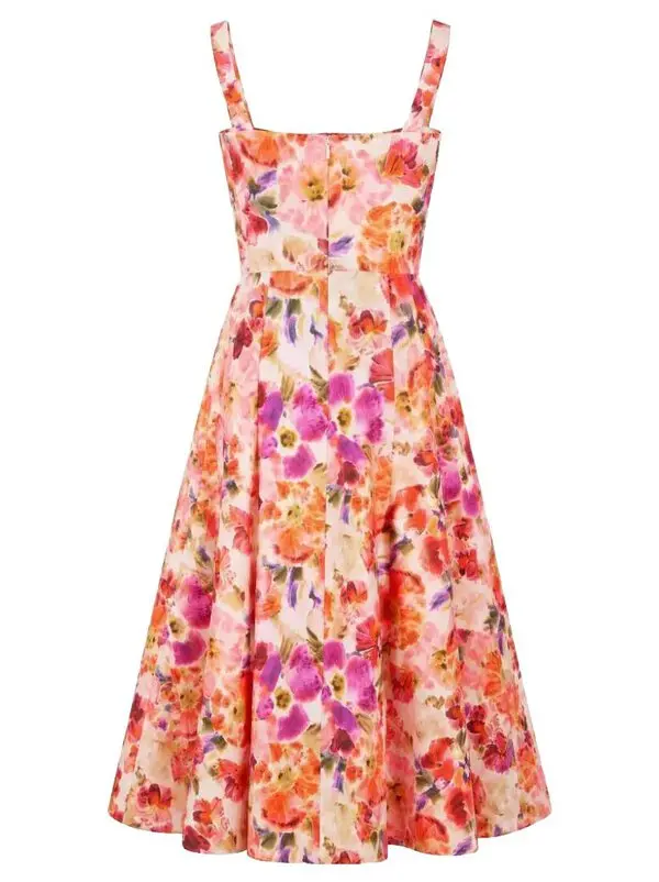 Saloni Sabrina Floral-print Midi Dress - Pink