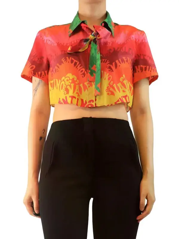 Valentino Garavani Cropped Tie-neck Shirt - Red
