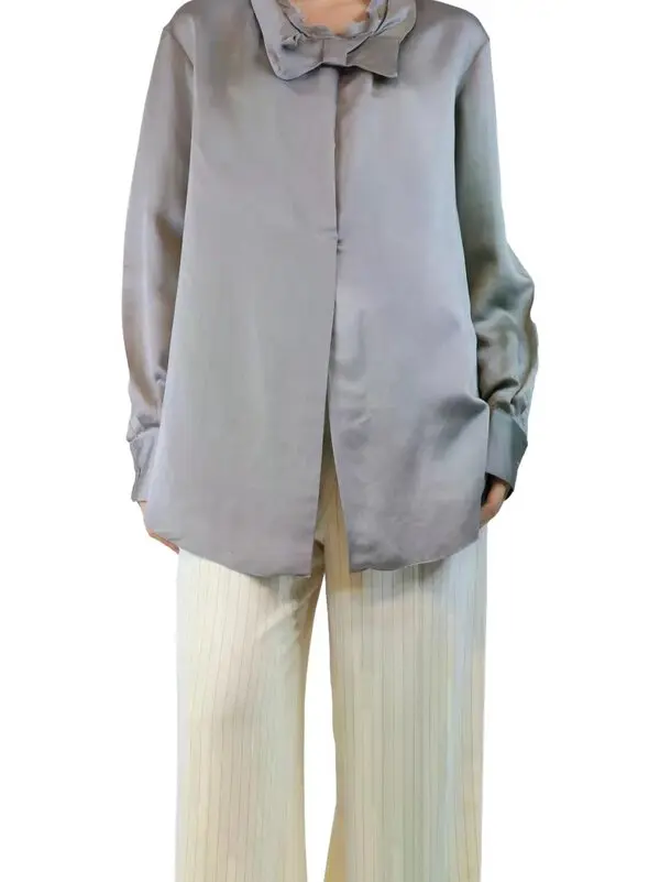 Marni Bow Detail Satin Blouse - Grey