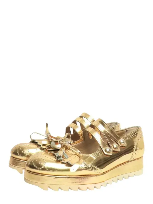 COMME DES GARÇONS TAO Leather Metallic Platform Shoes - Gold
