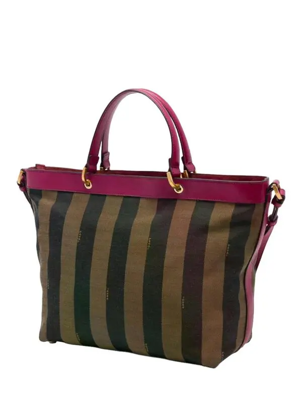 Fendi Large Pequin Canvas Satchel - Brown