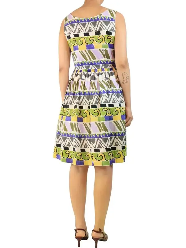 Prada Sleeveless Graphic Print Midi Dress - Neutrals