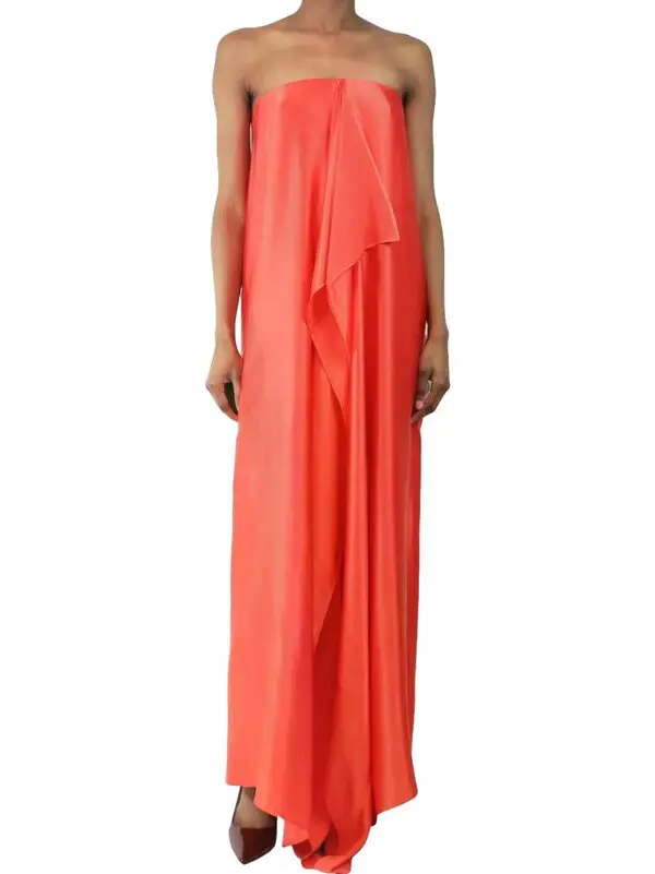Bernadette Strapless Draped Maxi Dress - Orange