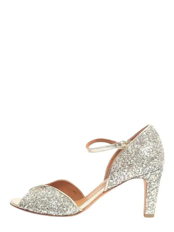 BOBBIES Sequin Embellished Peep Toe Sandals - Silver