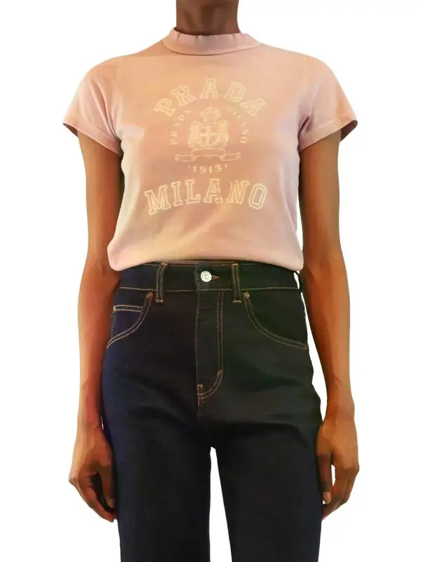 Prada Distressed Logo T-shirt - Pink