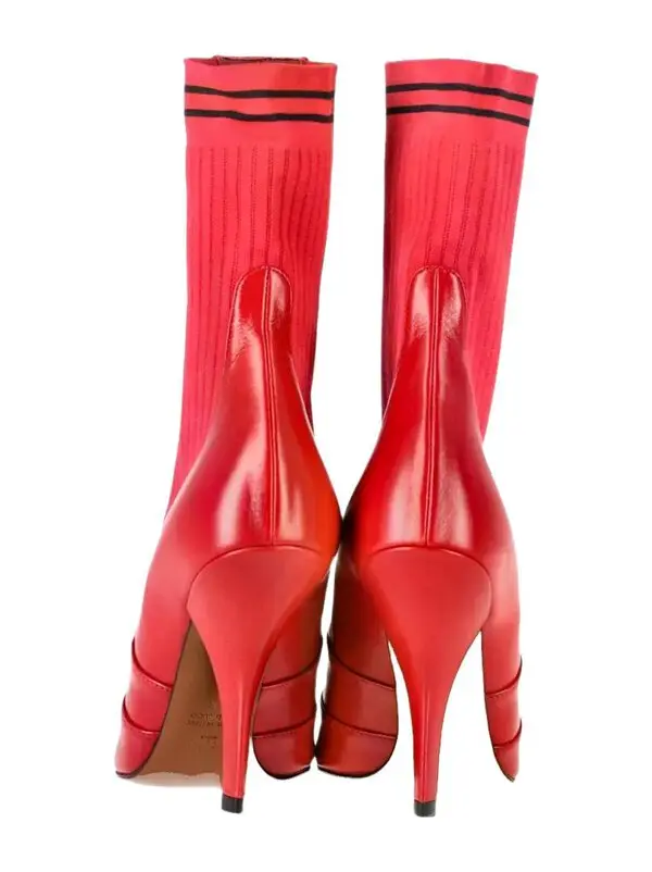 Fendi Rockoko Stretch-knit Ankle Boots - Red