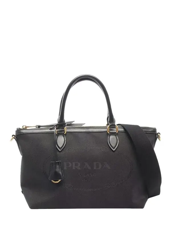 Prada Canapa Logo Satchel - Black