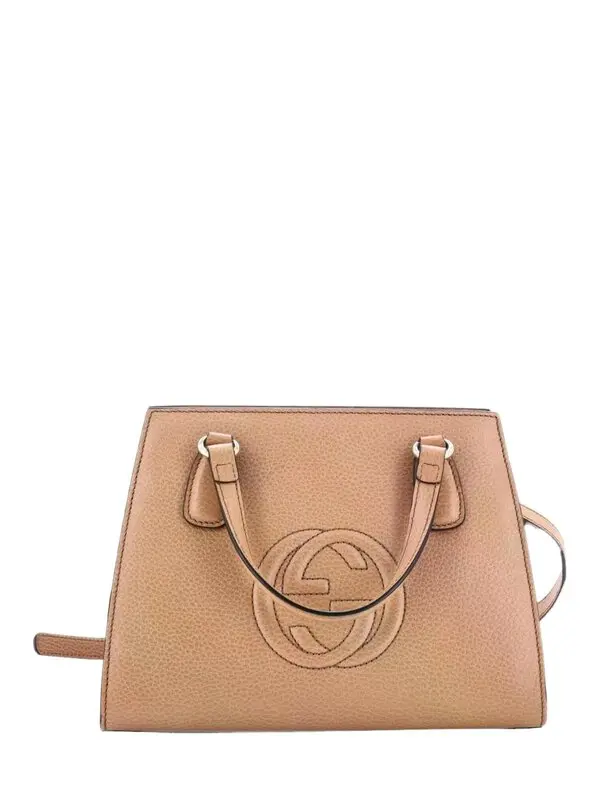 Gucci Soho Convertible Top Handle Leather Small Satchel - Neutrals