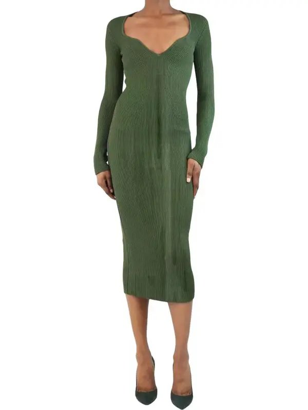 Khaite Ribbed Midi Dress - Green