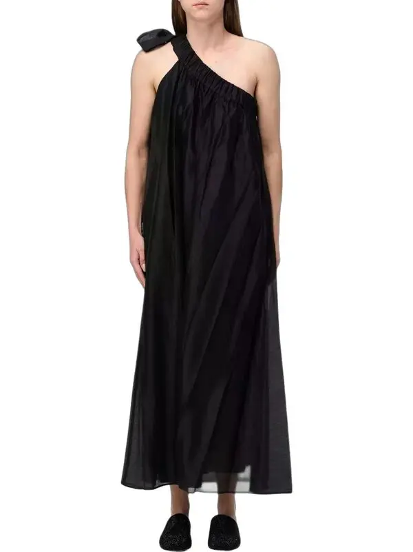 MEIMEIJ One-shoulder Pleated Maxi Dress - Black