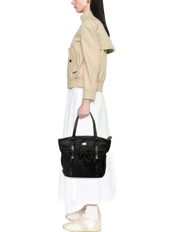Burberry Tonal Check Nylon Tote Bag - Black