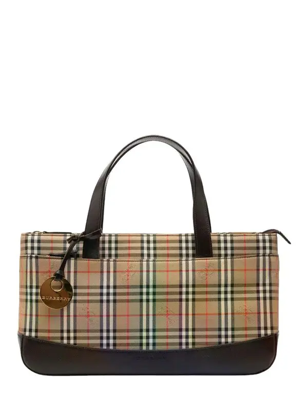 Burberry Haymarket Check Canvas Handbag - Neutrals