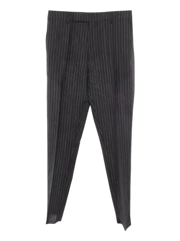 Celine Dark Wool Pinstripe Trousers - Grey