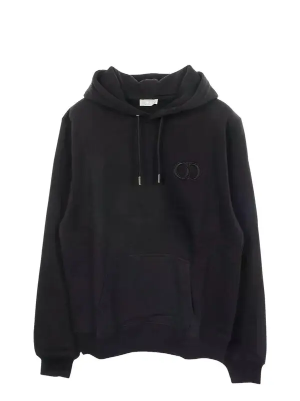 Dior Logo Embroidered Hoodie - Black
