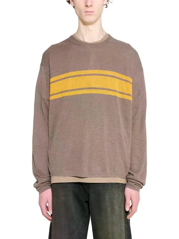 StÜssy Striped Detail Long-sleeved Sweater - Brown