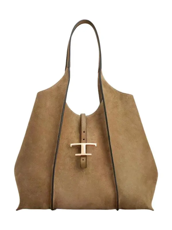 TOD'S Timeless Suede Shopping Bag - Neutrals