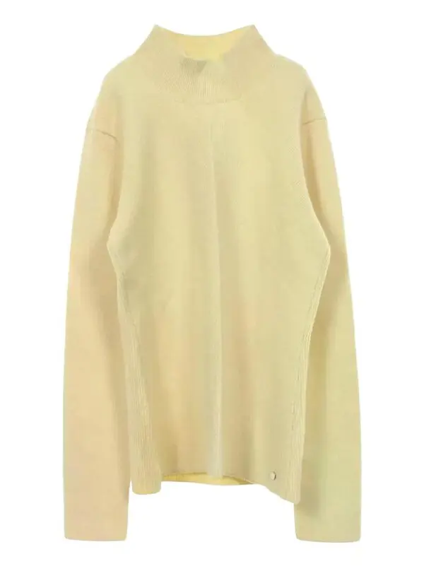Hermès Cashmere Ribbed Knit High Neck Long Sleeve Sweater - Yellow