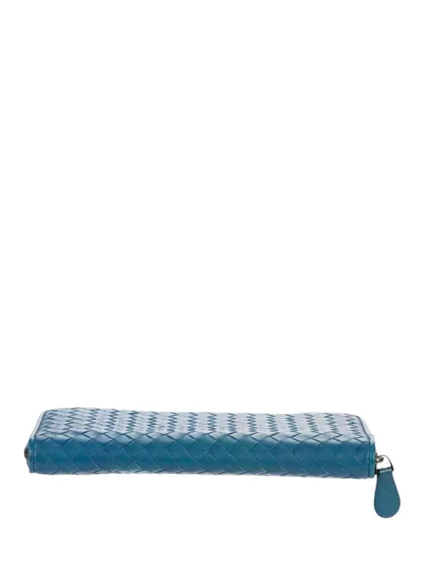 Bottega Veneta Intrecciato Zip-around Clutch Bag - Blue