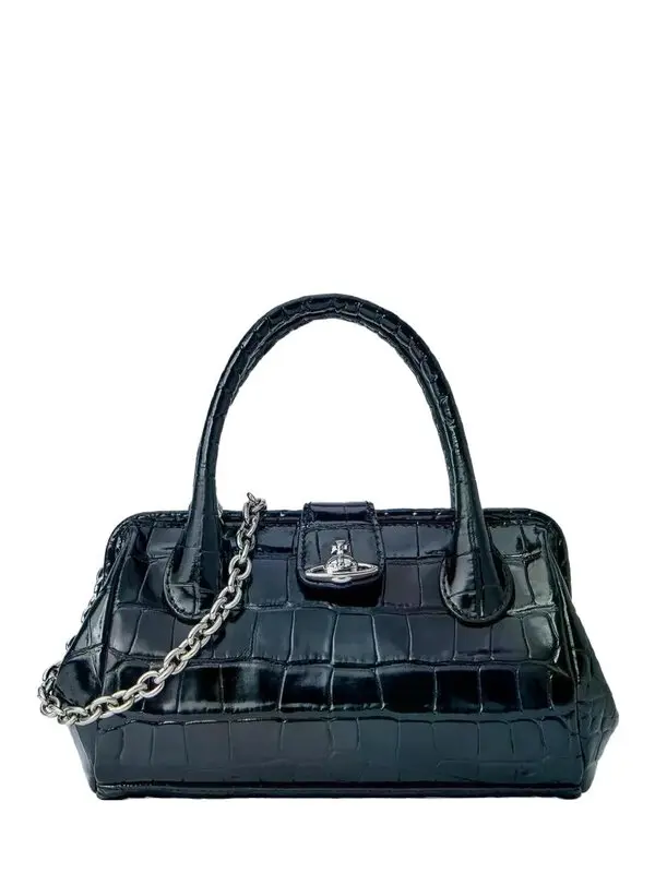 VIVIENNE WESTWOOD Crocodile-embossed Leather Tote Bag - Black