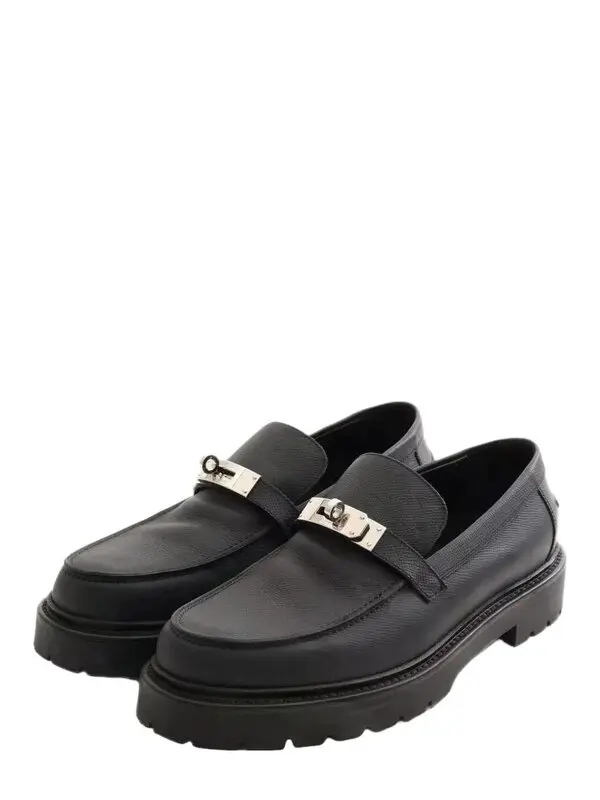 Hermès Kelly Buckle Leather Loafers - Black