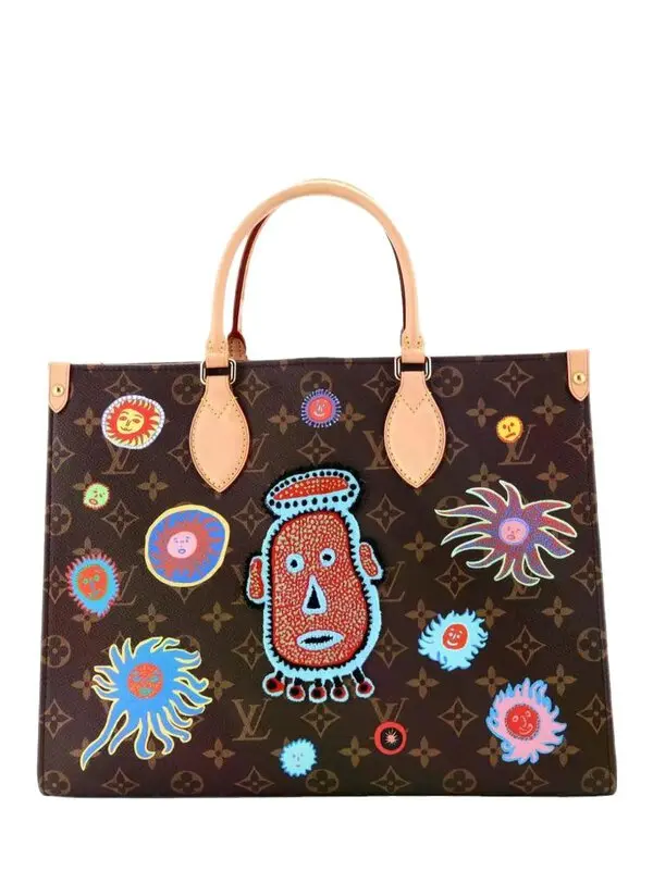 LOUIS VUITTON Onthego Yayoi Kusama Faces Monogram Canvas Mm Tote Bag - Brown