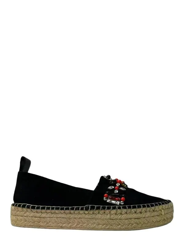 LOUIS VUITTON Front Pier Crystal-embellished Espadrilles - Black