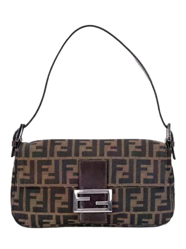 Fendi Zucca Canvas Baguette Shoulder Bag - Neutrals