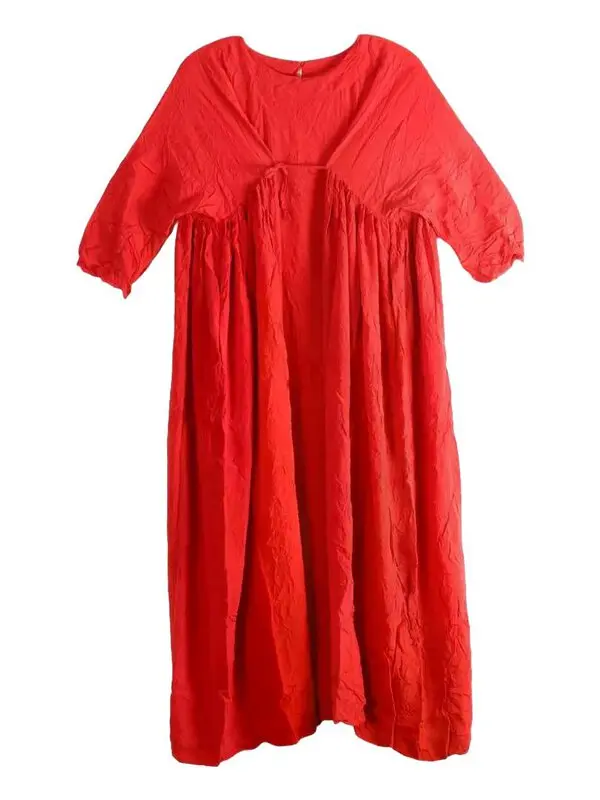 DANIELA GREGIS Crinkled Texture Maxi Dress - Red