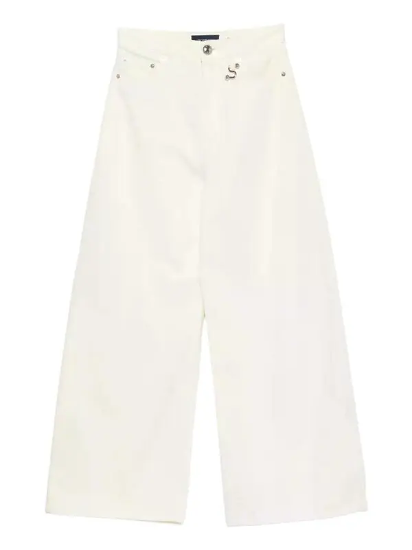 Sportmax Logo-patch Wide-leg Jeans - White