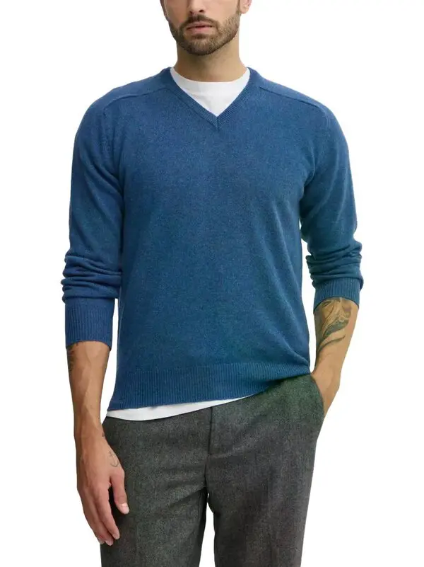 BENETTON V-neck Knitted Sweater - Blue
