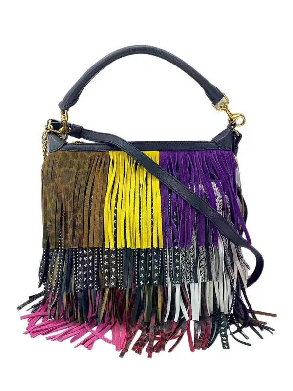 Saint Laurent 2015 Emmanuelle Fringe Shoulder Bag - Black